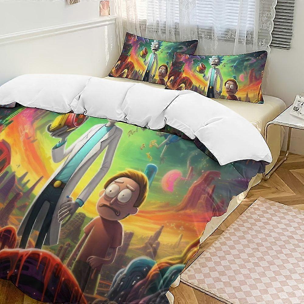 o5486 Bed Sheets Rick and Morty Bedding Sets Cute Bed Cover Anime ...