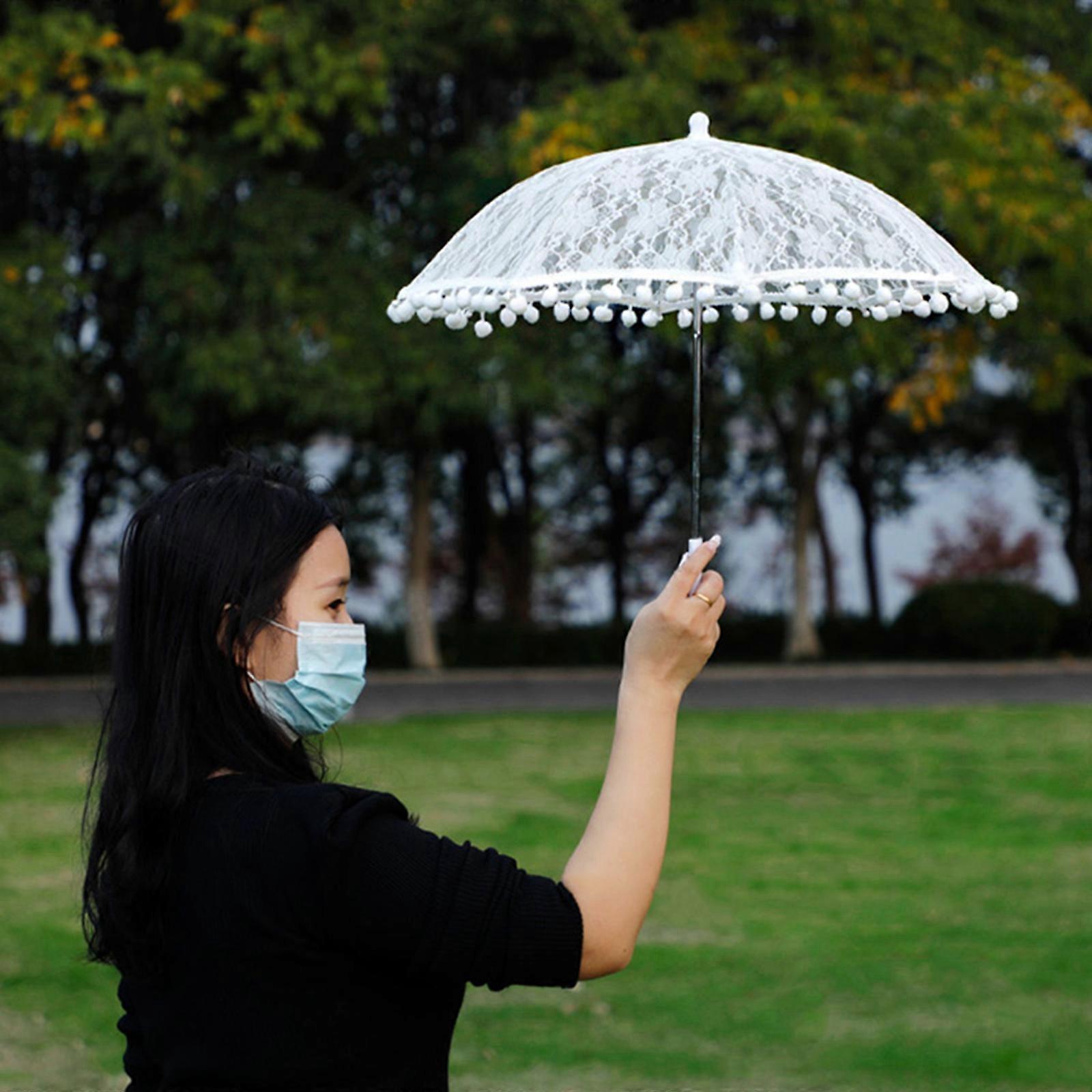 White Lace Decorative Umbrella Tea Party Lace Mini Umbrella Bride Retro ...
