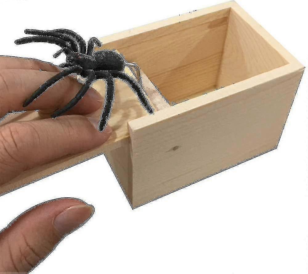Prank Spider Surprise Box Rubber Spider Prank Box Tricky Spider Wood ...