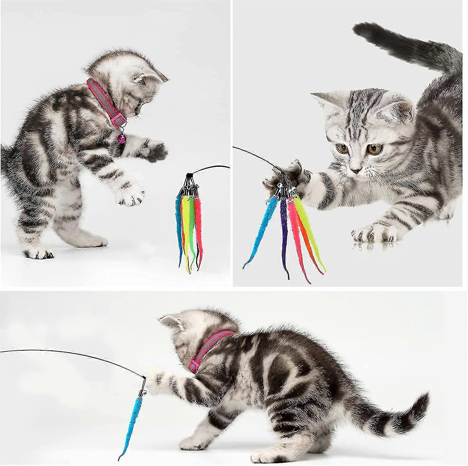 12pcs Cat Toys, Interactive Cat Toys, Colorful Cloth Ribbon Sticks, Cat ...