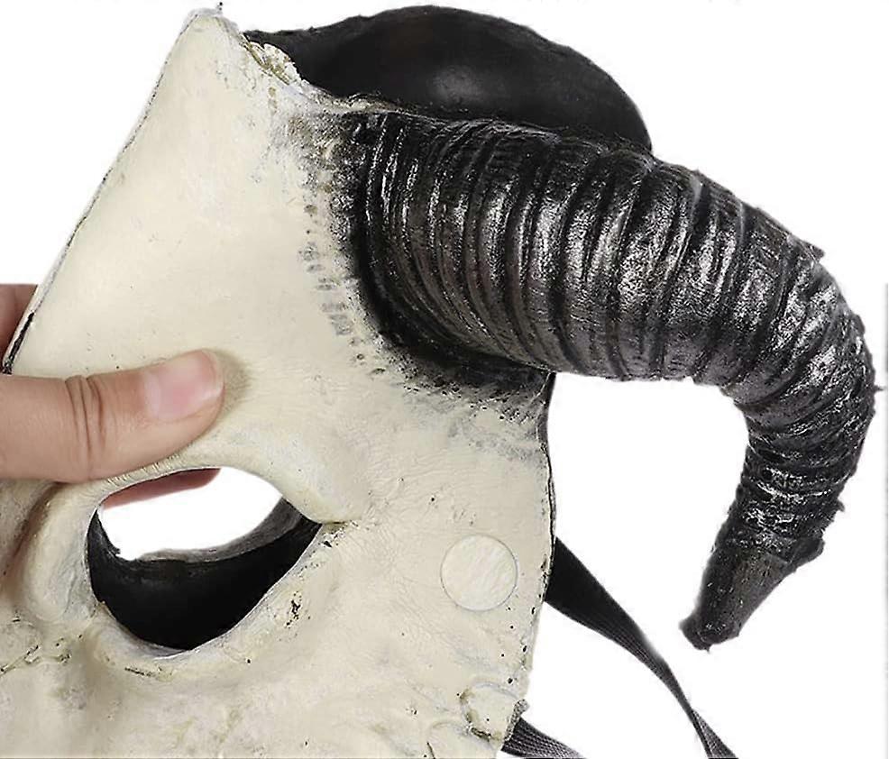 Sheep Skull Mask with Goat Horns for Adults, Scary Halloween Party ...