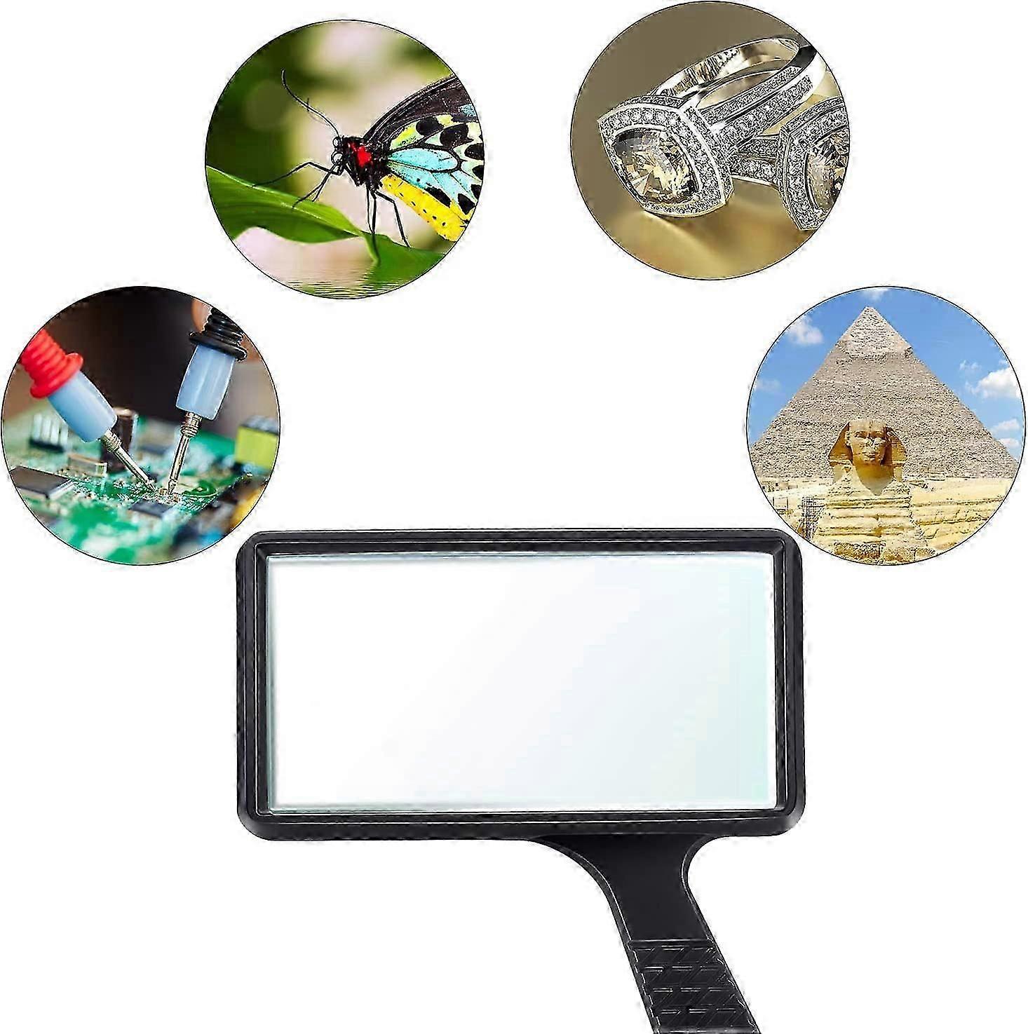 5X handheld magnifying glass,rectangular magnifying glass, scratch ...