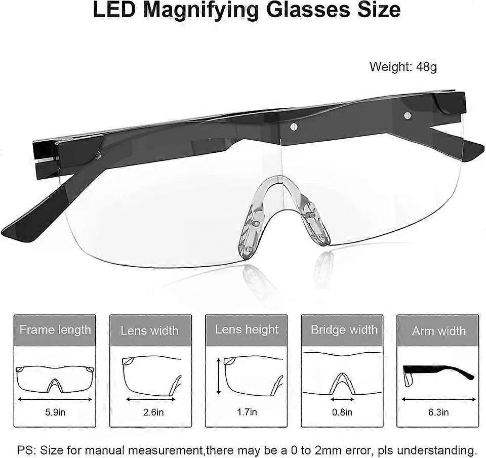 Magnifying Glasses with Light, 160% Magnification LED Rechargeable ...