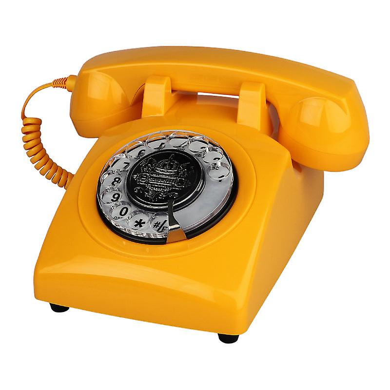 Corded telephone rotary dial home telephone orange antique old fashion ...
