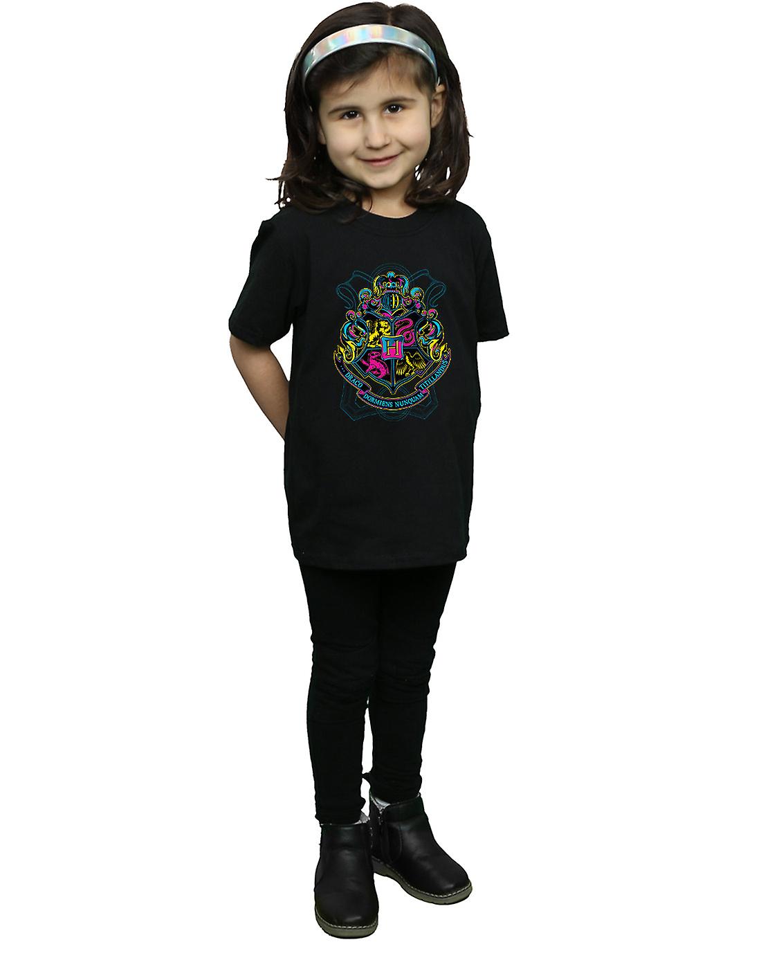 Harry Potter Girls Neon Hogwarts Crest T-Shirt | Fruugo UK