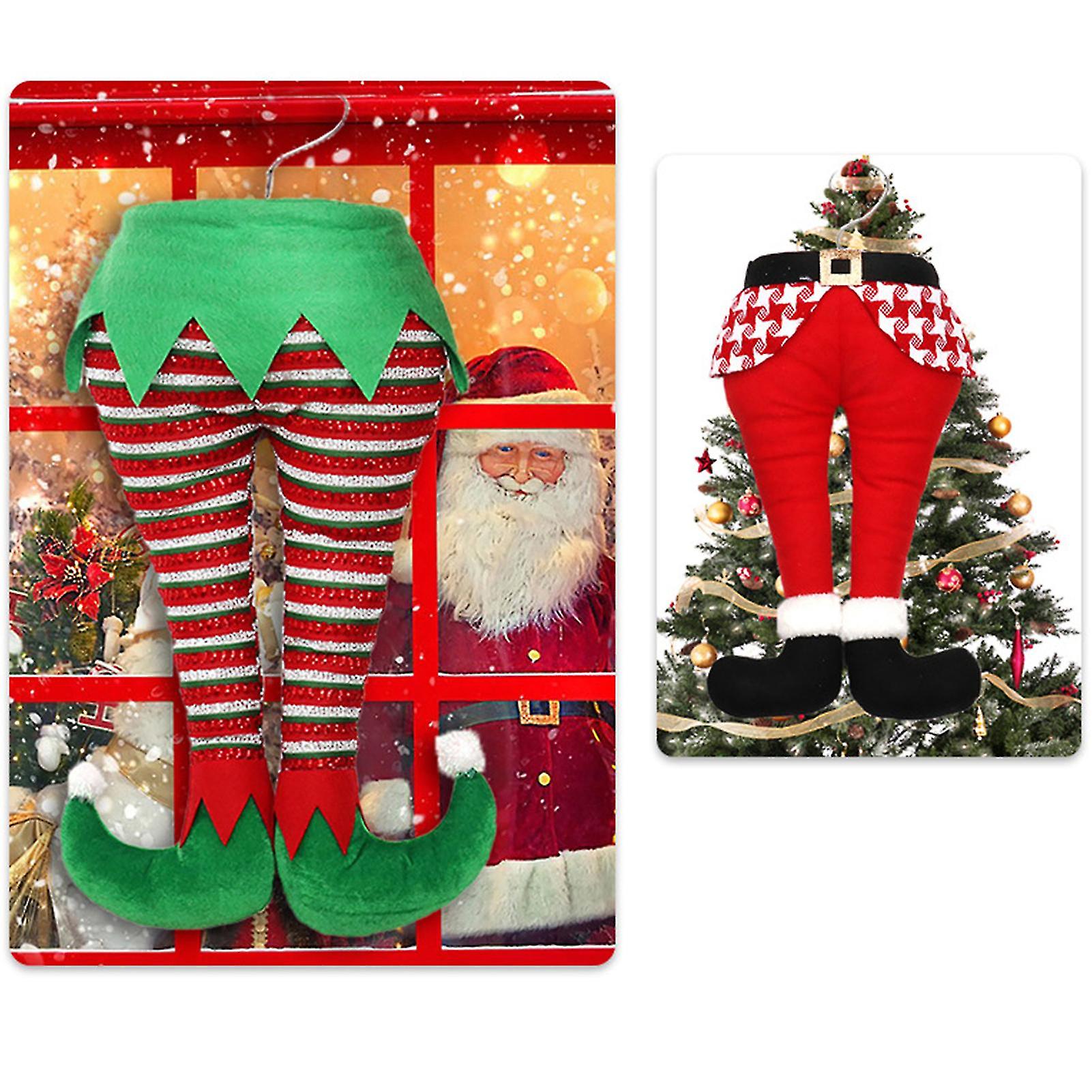 Christmas Elf Leg Cartoon Fake Leg Hanging Ornaments Plush 3d Effect ...