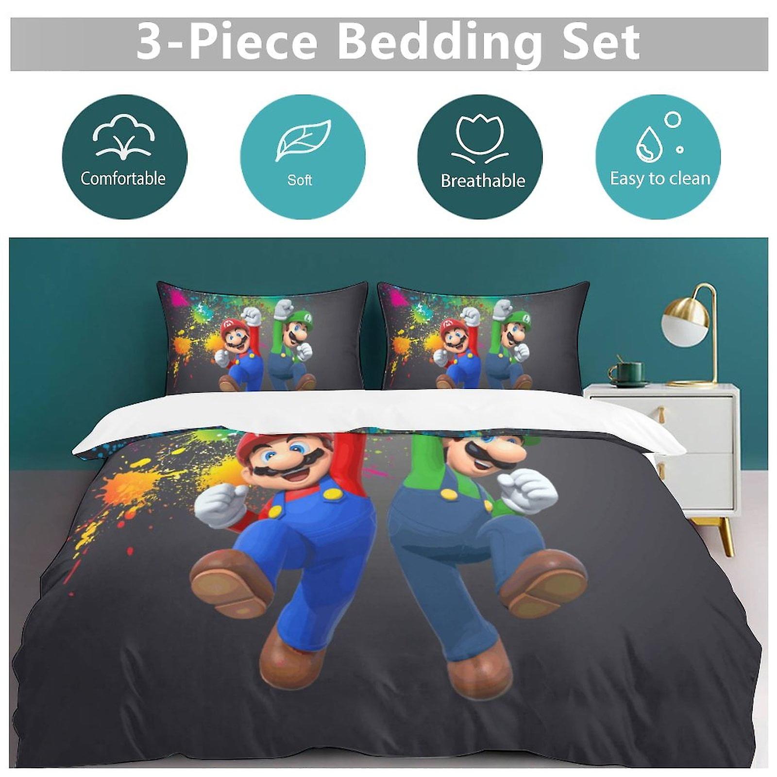 Luigi;s Mansion Mario Bros 3 Piece Bedding Sets Decor Comforter Sets ...