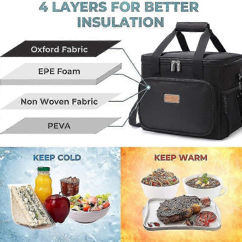 Large Lunch Bag Insulated Lunch Box Soft Cooler Cooling Tote for Adult ...