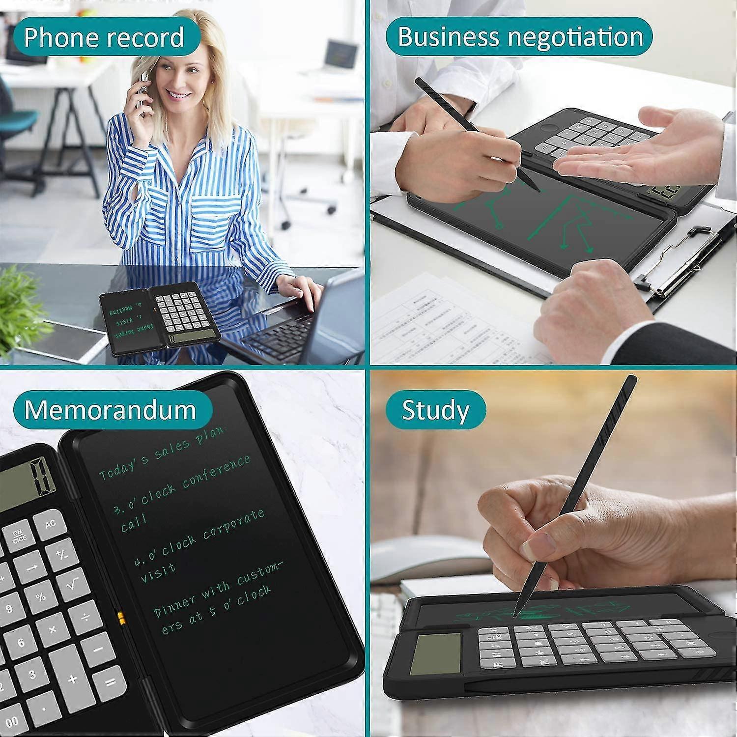 Calculator Writing Tablet,6.5 Inch Erasable Lcd Writing Pad With 12 ...