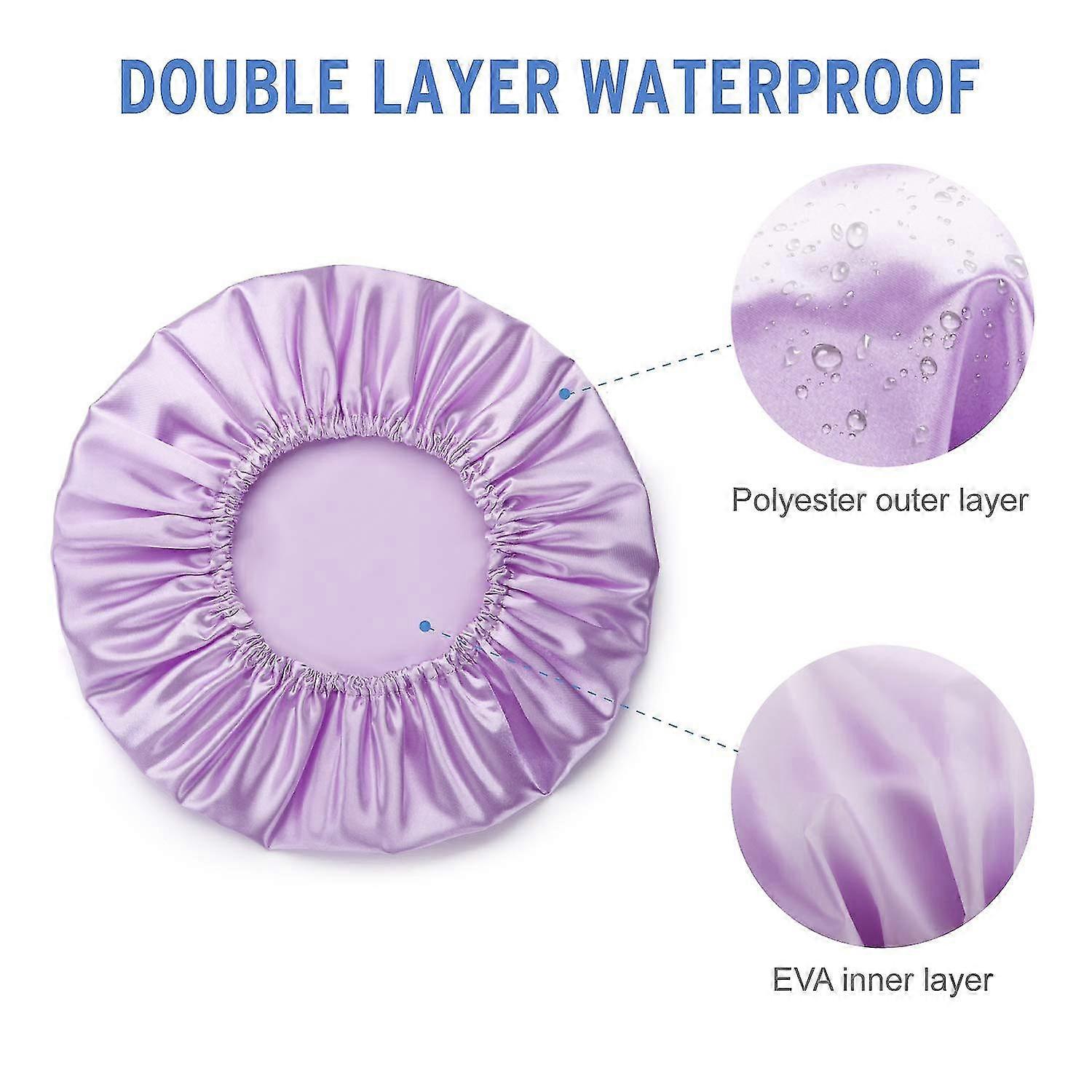 Shower Cap, 4-pack Shower Caps For Women, Double Waterproof Layers In ...