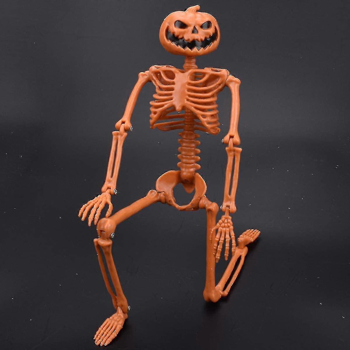 Posable Halloween Skeleton - Pumpkin Head Full Body Halloween Skeleton ...