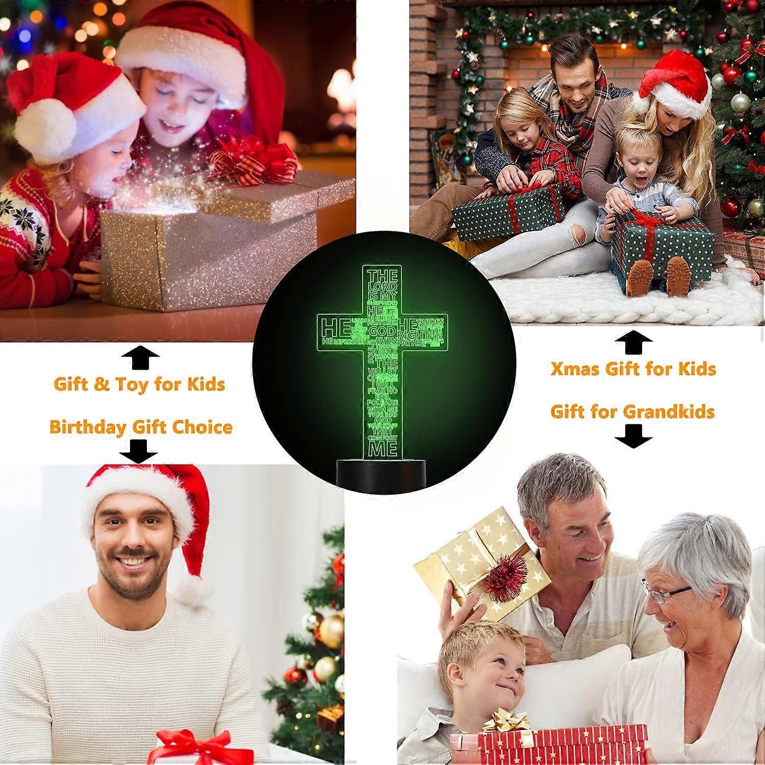 SBSG Jesus Cross 3D Night Light, Christ Optical Illusion Lights 16 ...
