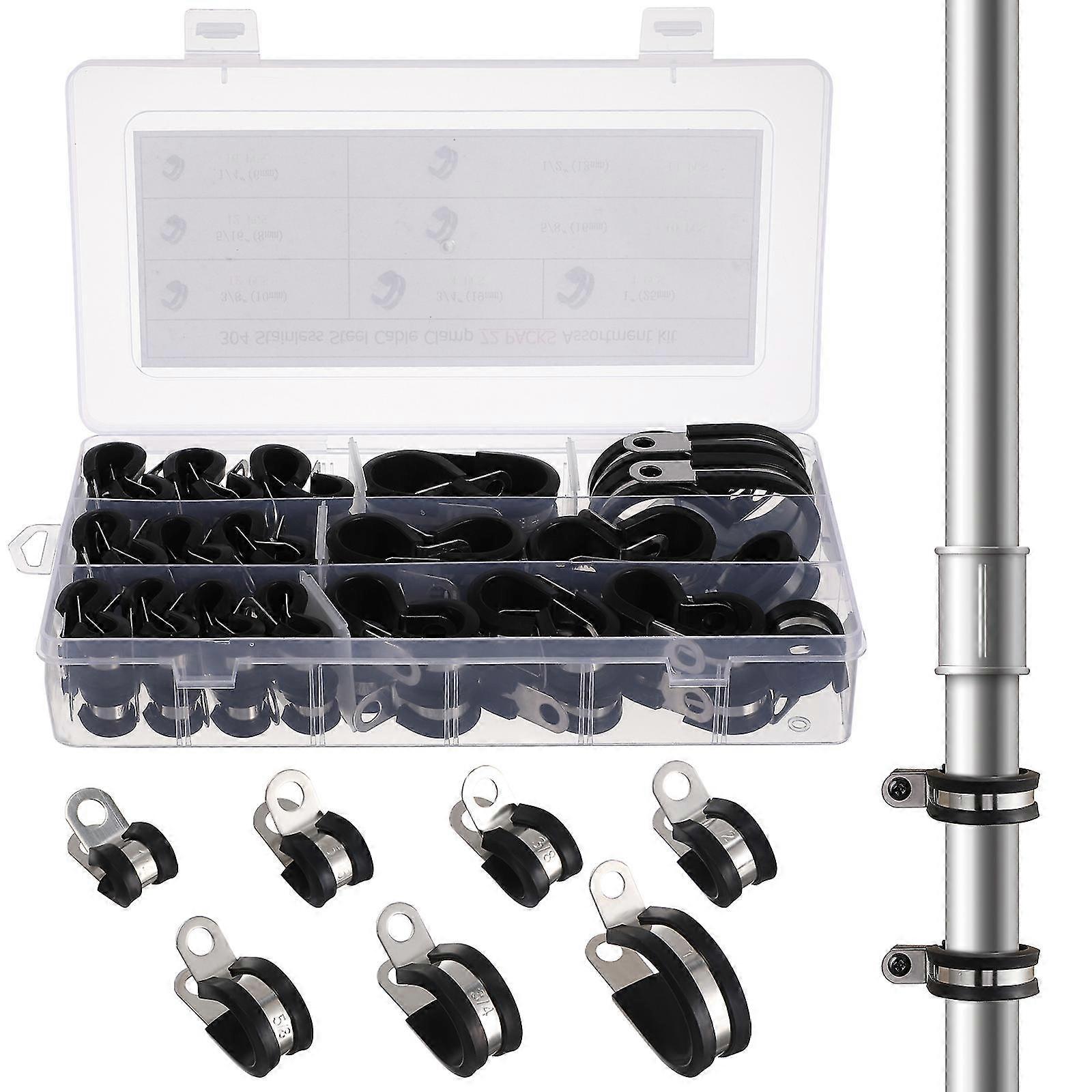 72 Pcs Cable Clamps U Bracket Tube Clamps Hose Clamps Metal Clamps Pipe ...