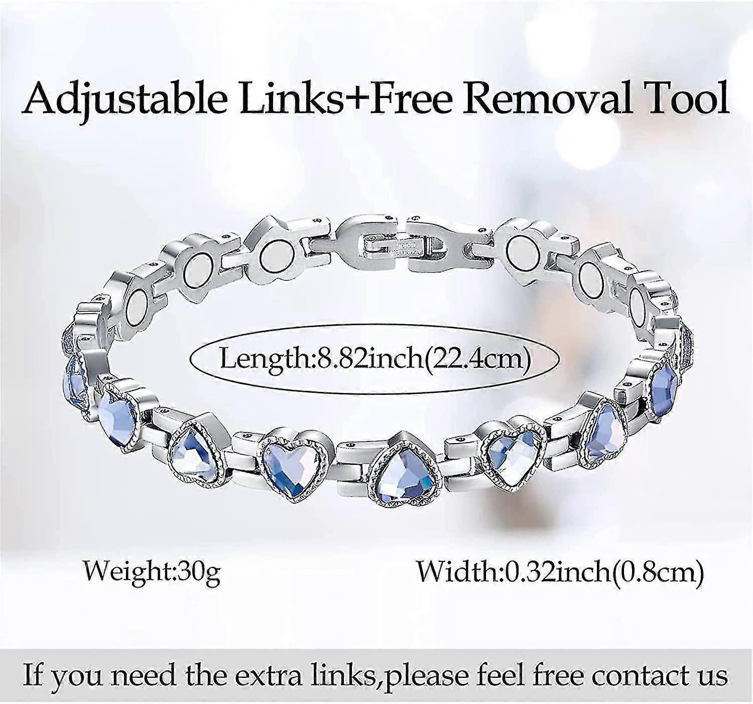 Titanium Steel Magnetic Wristbands With Gorgeous Sparkling Love Heart ...