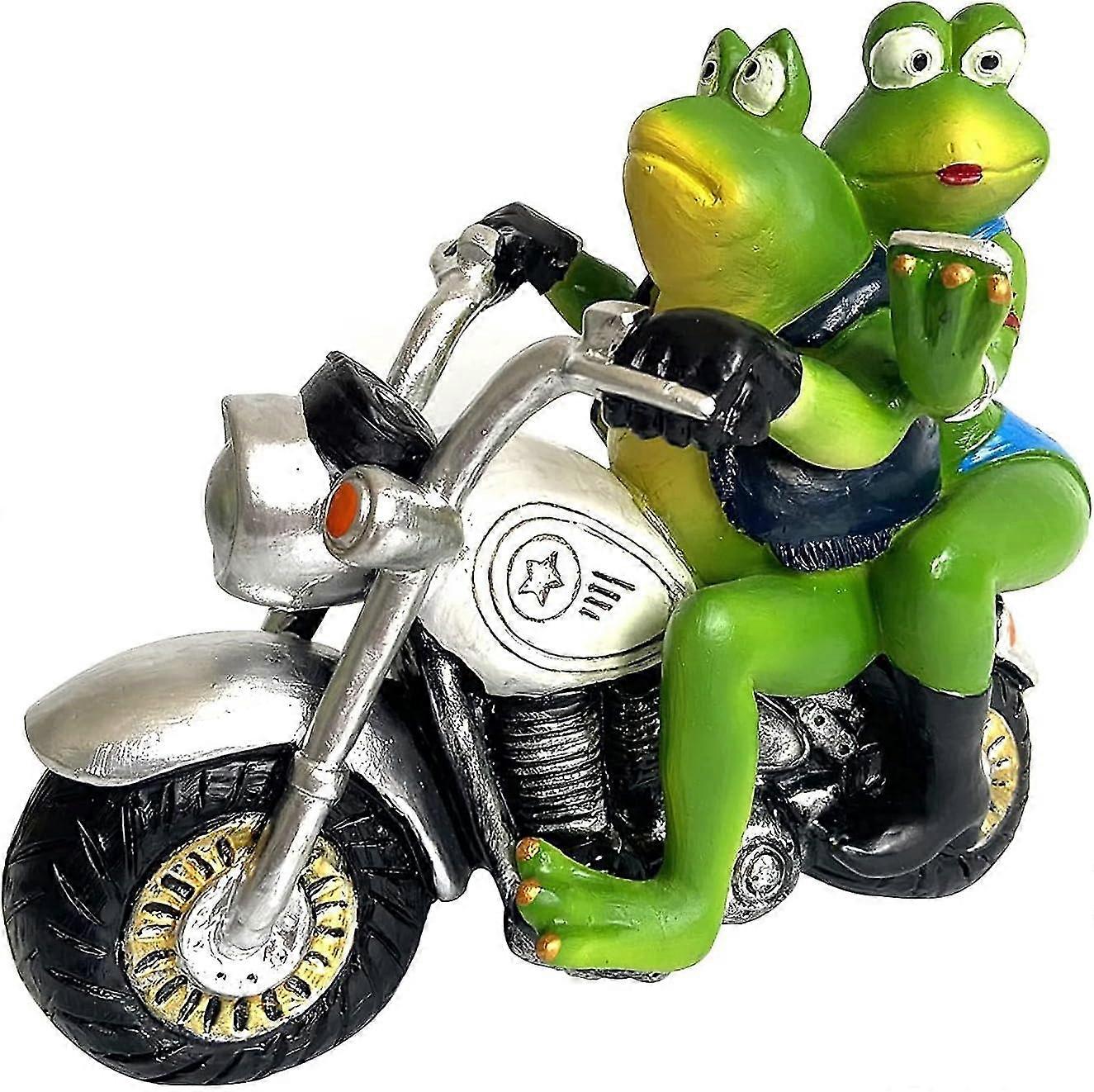Garden Statue - Frog Sitting On Motorcycle - Resin Frog Figurines ...
