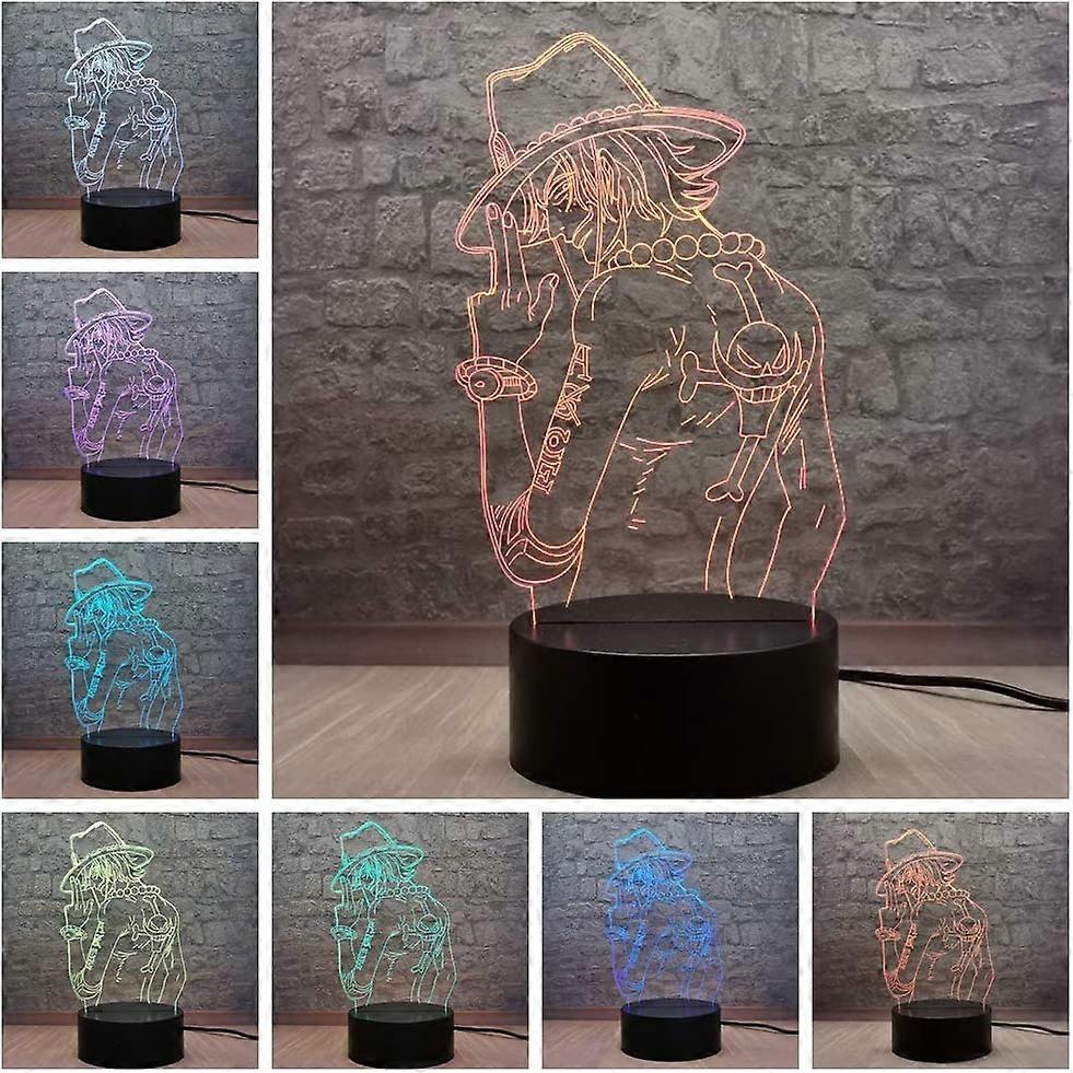 PortgasD Ace Night Light Anime Monkey D. Luffys Brother 3D LED Desk ...