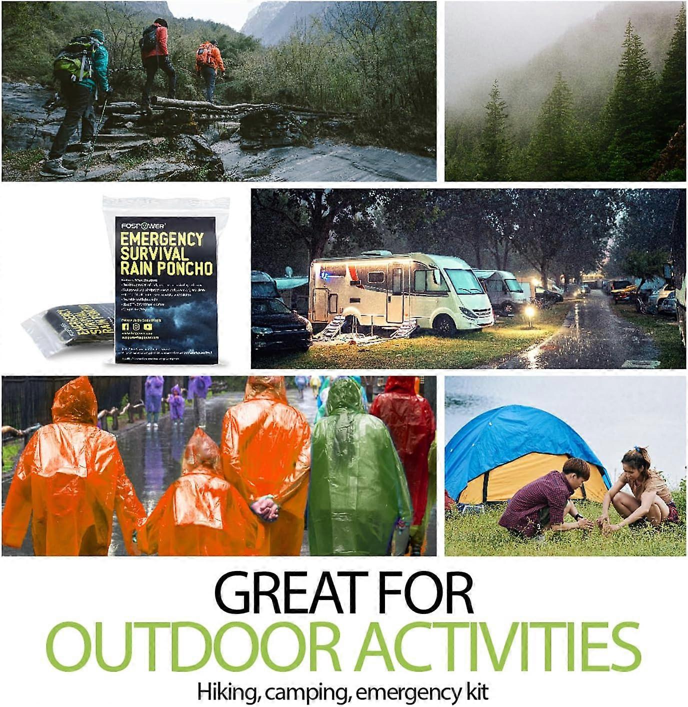 Emergency Rain Poncho [4 Pack] Reusable Weather Resistant Raincoat for ...