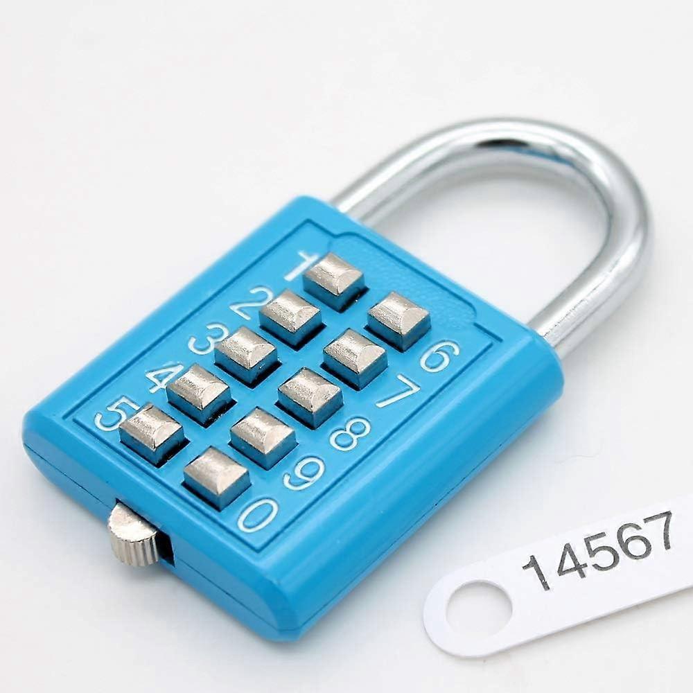 10 Push Button Combination Padlock 5 Digit Locking Mechanism Blue ...