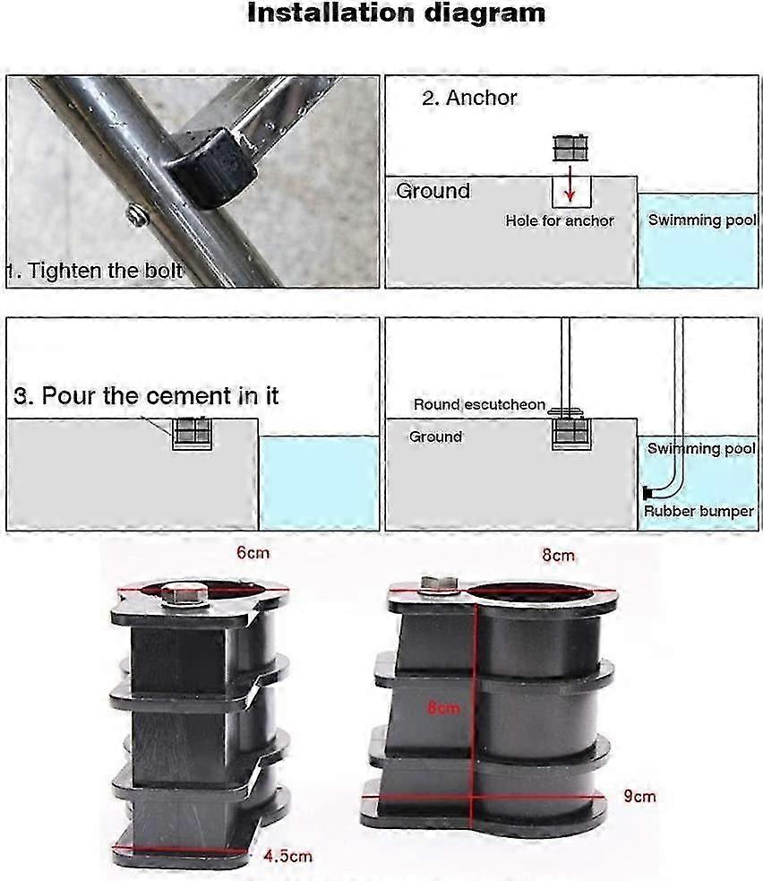 Pool Ladder Replacement Kit with Bolt and Rubber Ladder with Pool ...