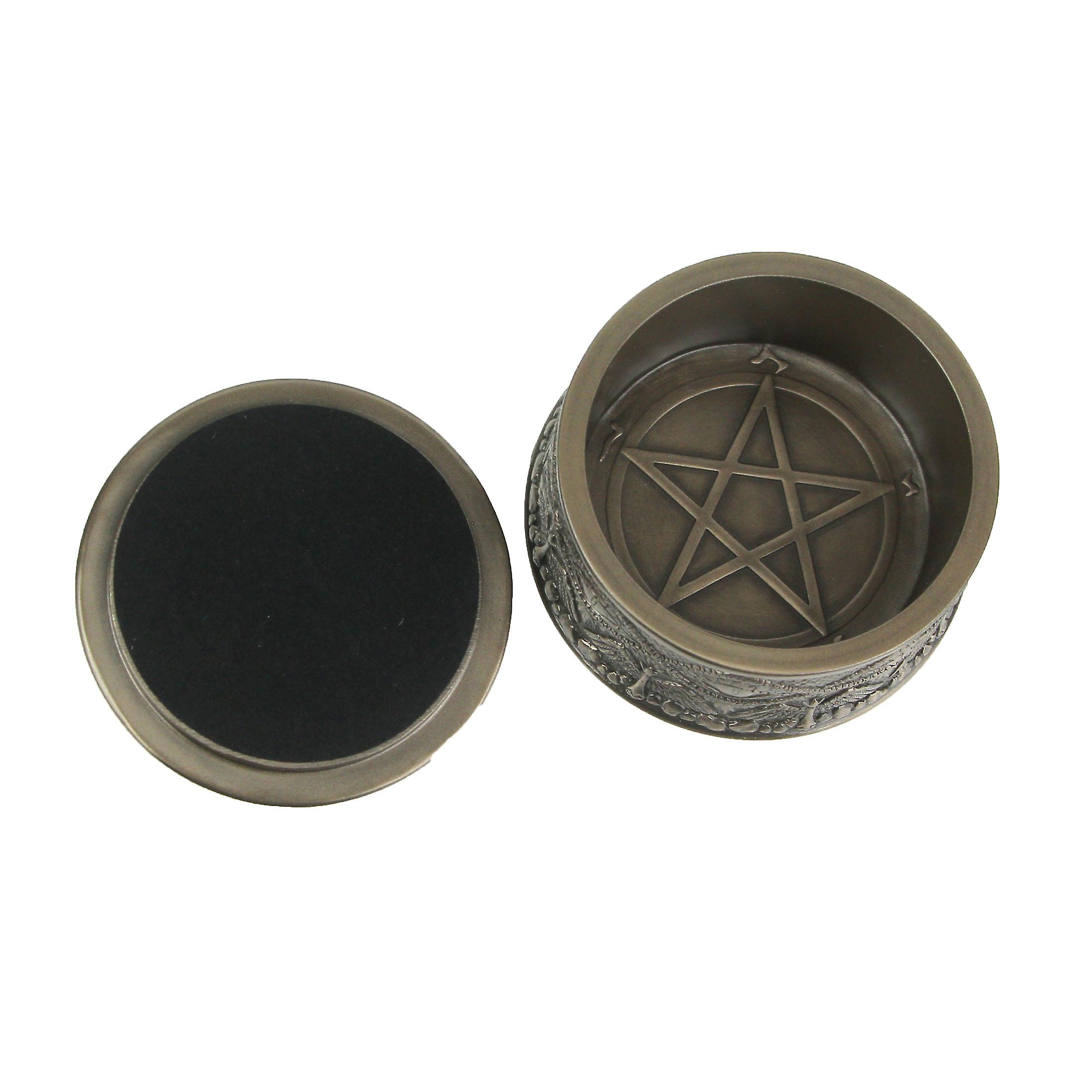 Baphomet With Pentagram Bronze Finished Round Trinket Box Wicca Pagan ...