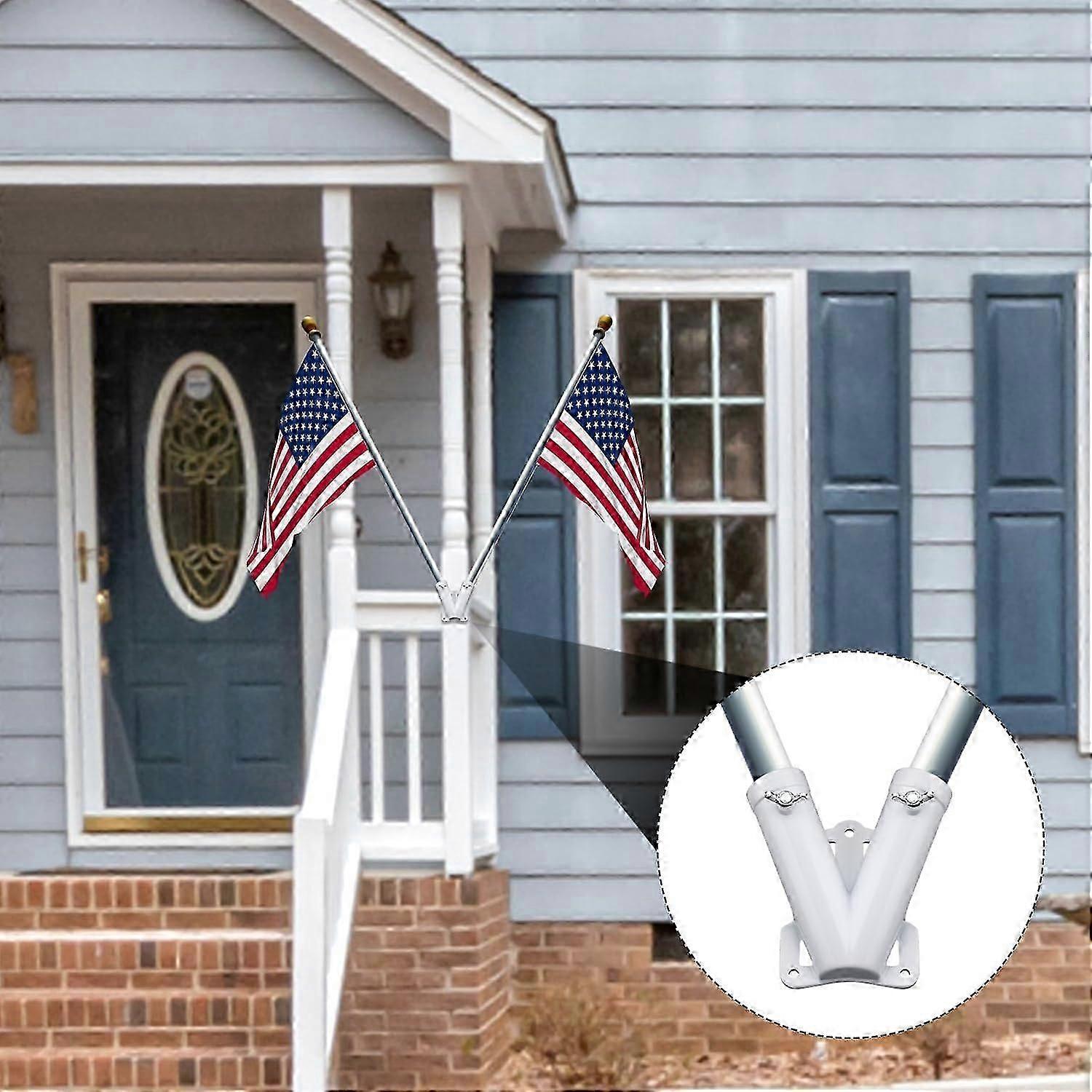 Double Flag Pole Bracket, V Shape Heavy Duty Aluminum Alloy Flag Holder ...
