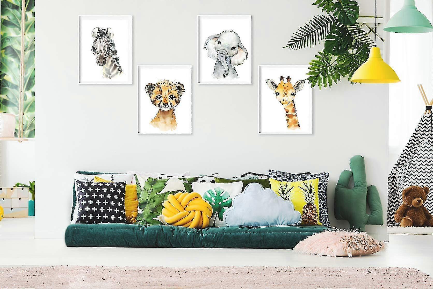 Set Of 4 Posters Decoration For Children's Room - Baby Boy Or Girl ...