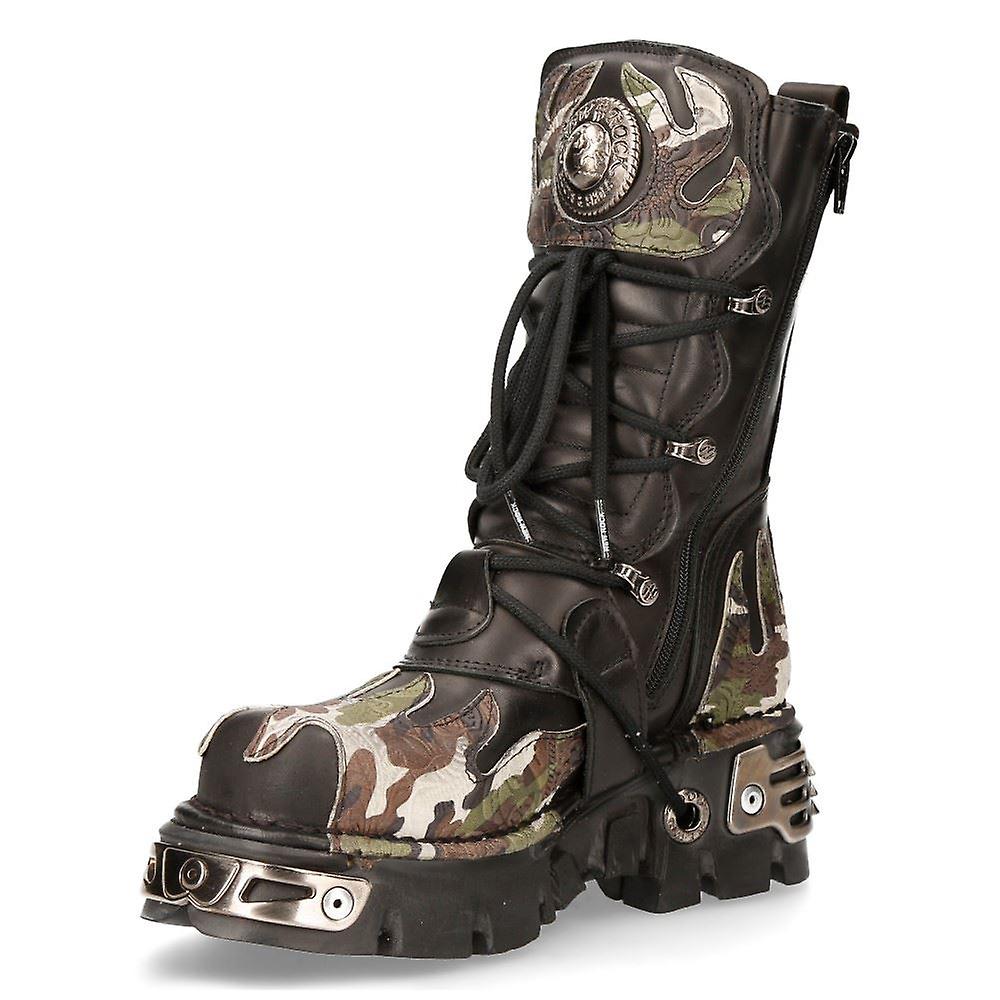 New Rock New Rock 591 S15 Camouflage Flame Metallic Black Leather Biker ...