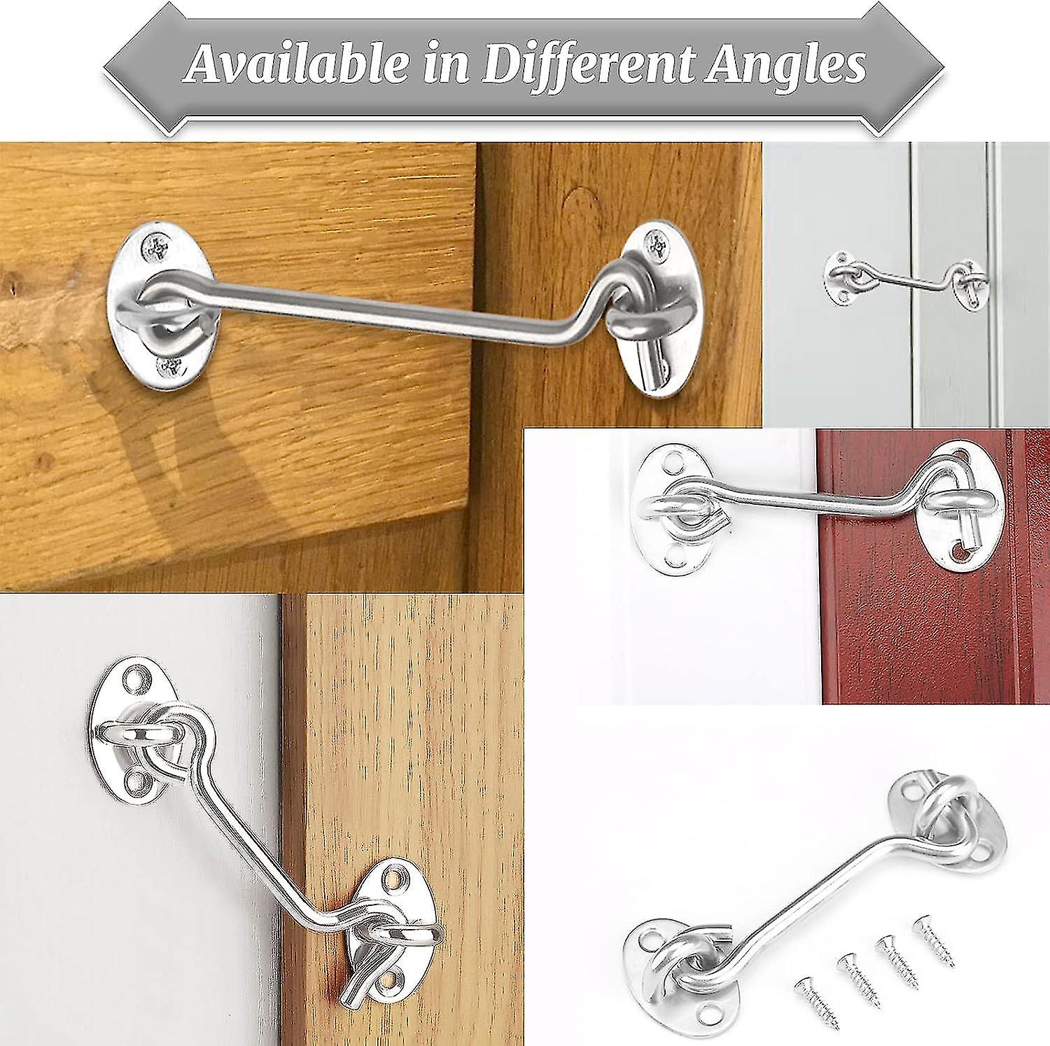 3 Inch Hook Eye Latch Door Lock,silver Cabin Hooks Stainless Steel ...
