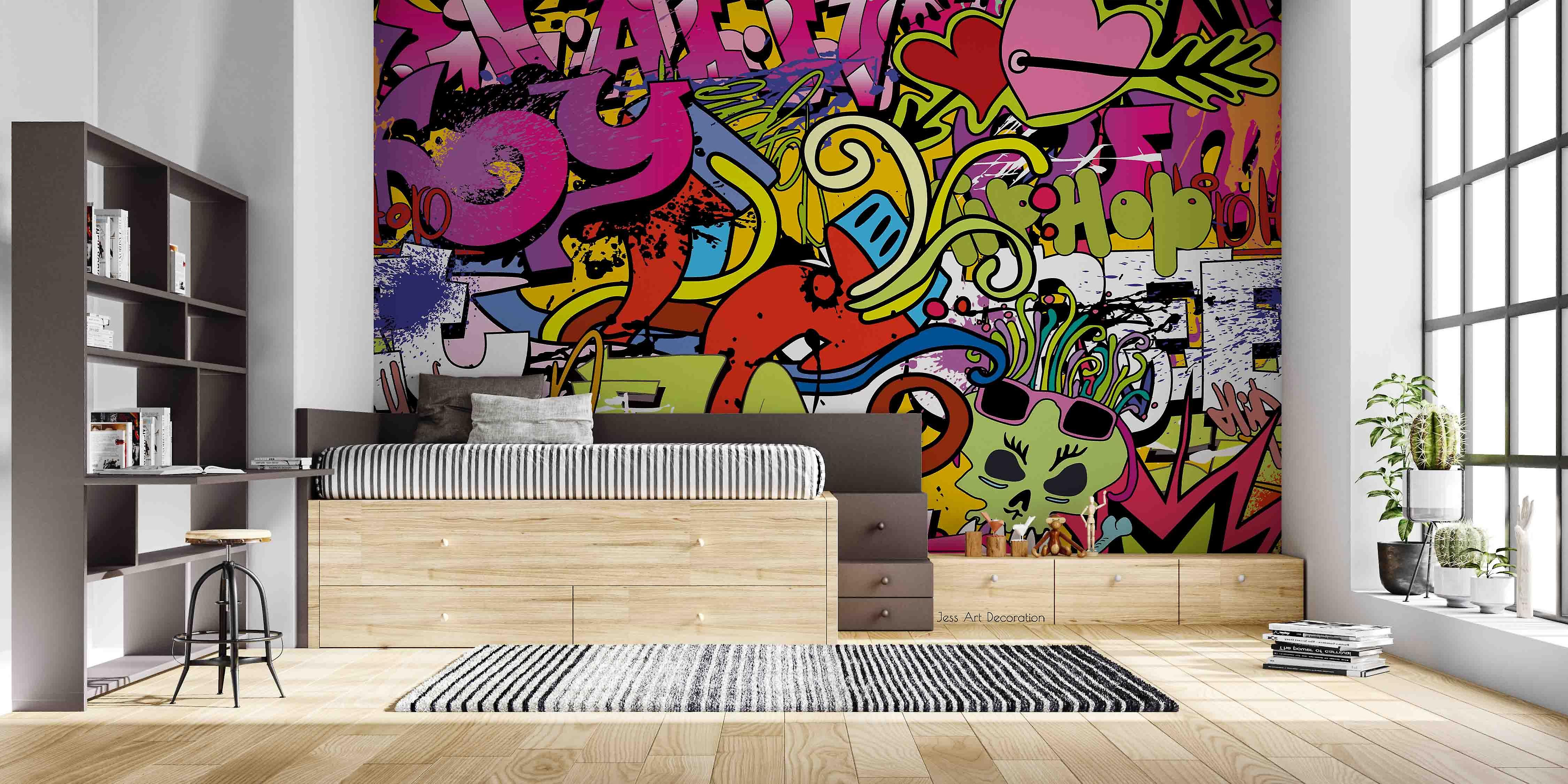 3D Graffiti Monster Alphabet Pattern Wall Mural Wallpaper Gd 2873 ...