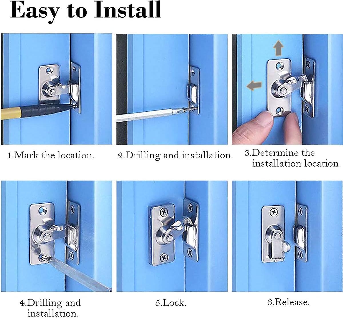 Pack 90 Degree Sliding Door Latch, Stainless Steel Right Angle Safety ...