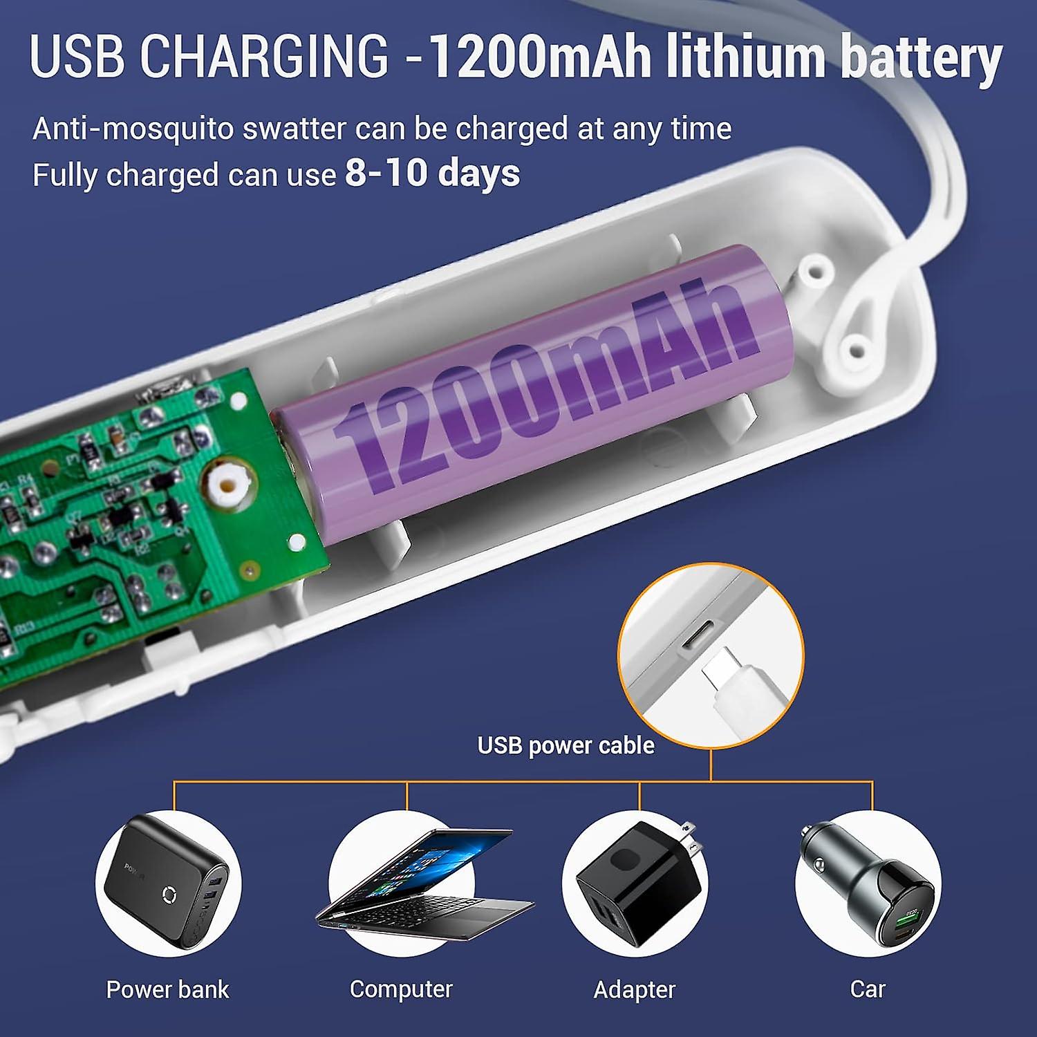 Electric Insect Racket, 4000V Rechargeable Fly Swatter, Electric ...