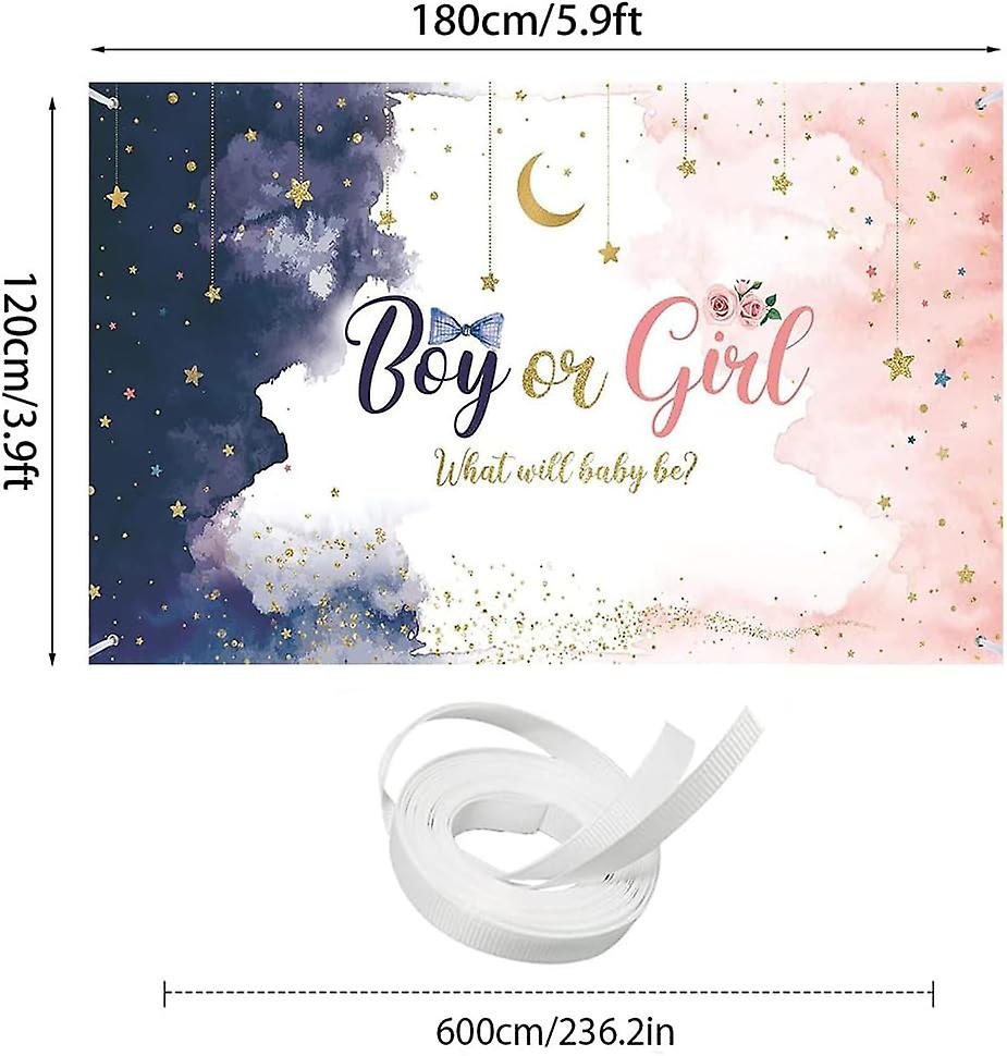 Gender Reveal Backdrop Watercolor Blue Pink Banner Boy or Girl What ...