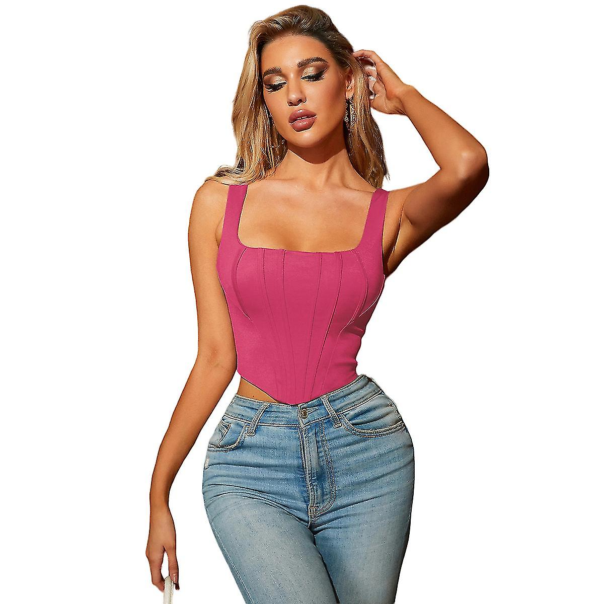 Corset Crop Top Open Back Straps Boned Zip Back Bustier Bodyshaper ...