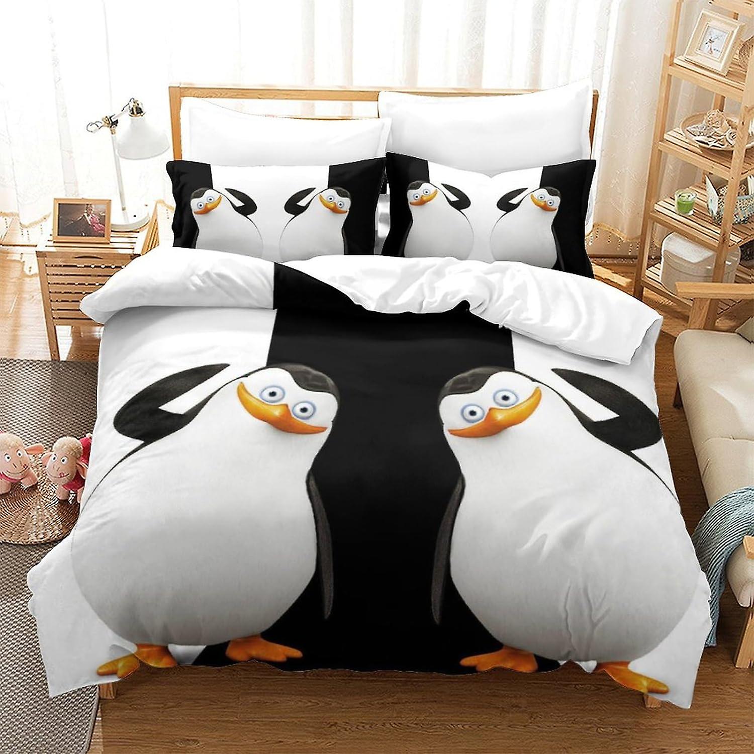 ARIJORJA pingvin 3D djureffekt för barn och vuxna Tryckt påslakan Set ...