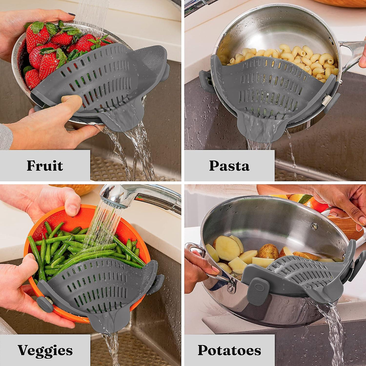 Kitchen - Silicone Clip-Heat Resistant Drainer for Vegetables and Pasta ...