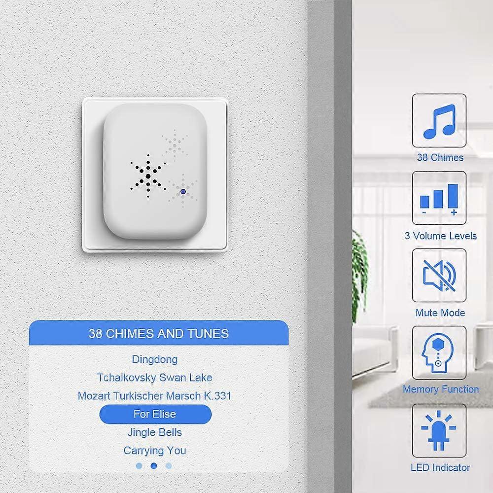 Wireless Doorbell, Auto Powered Doorbell No Battery Required Wireless ...