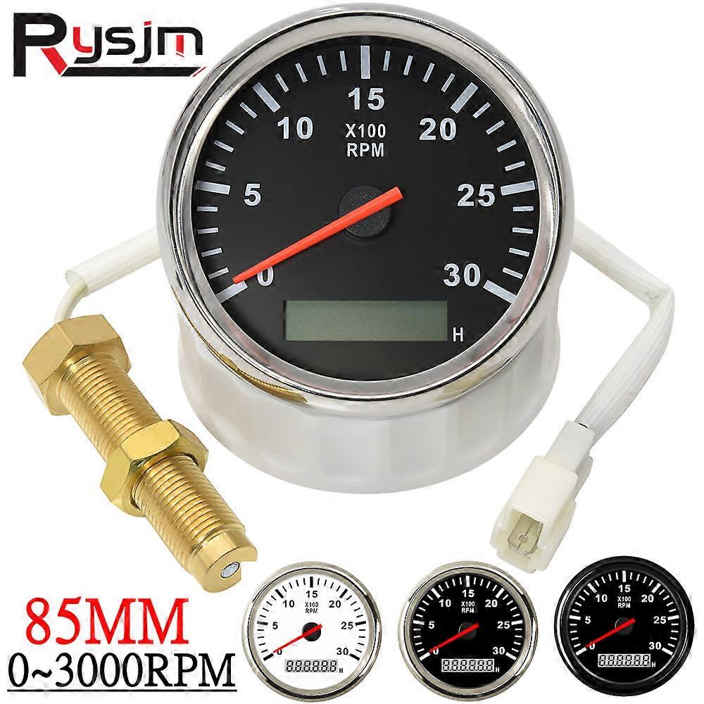 85MM RPM Tachometer Gauge Tach Sensor REV Counter with Hour Meter ...
