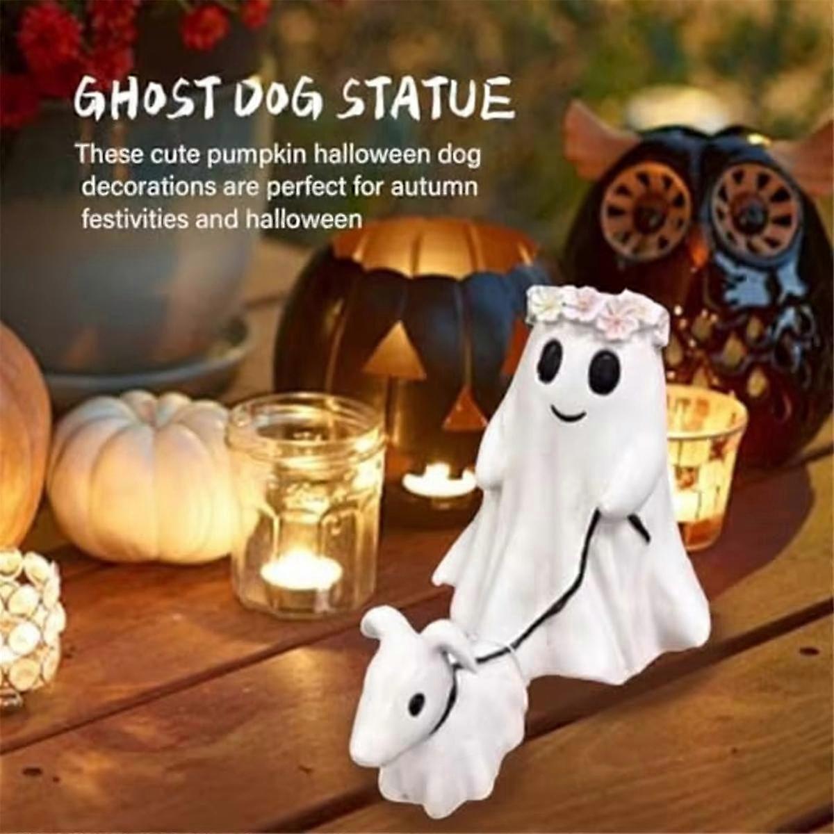 Ghost Walking Ghost Walking Dog Statue Halloween Ghost Decor Indoor ...