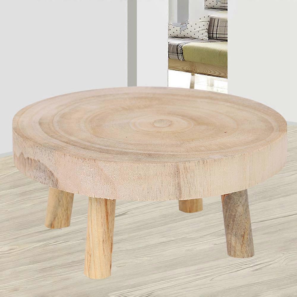 Rustic Decorative Round Wood Pedestal Plant Pot Riser Plant Stand ...
