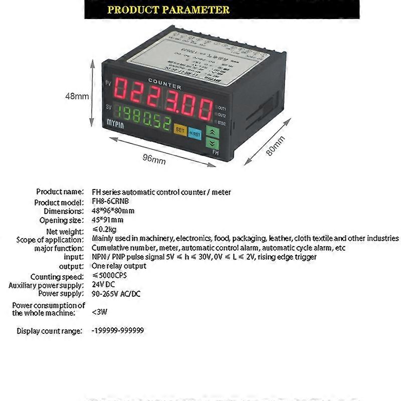 Counter Mini Length Batch Meter 1 Preset Relay Output Count Meter ...