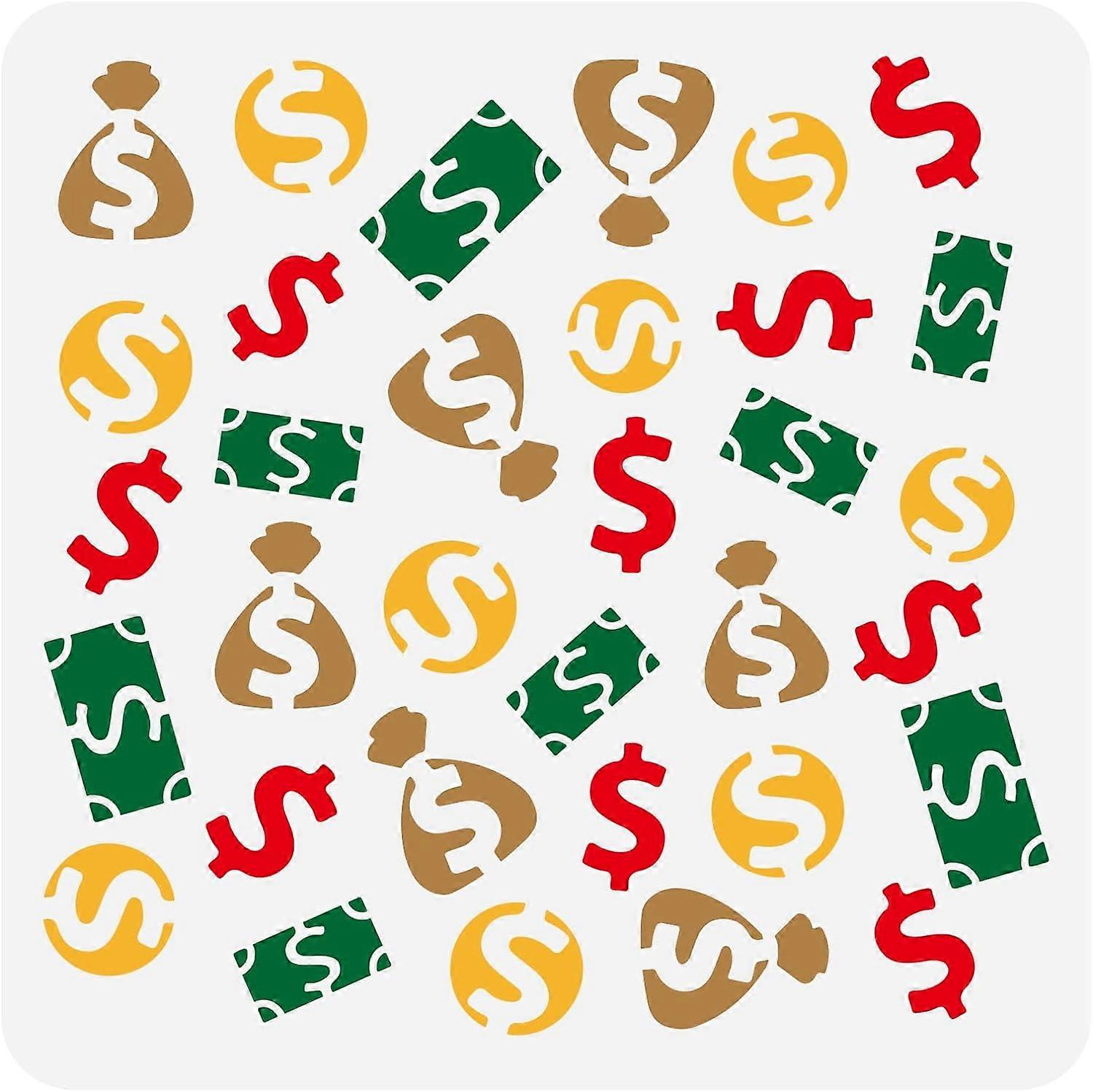 1Pc Money Signs Painting Stencil Hollow Out Coins Stencil Banknotes ...
