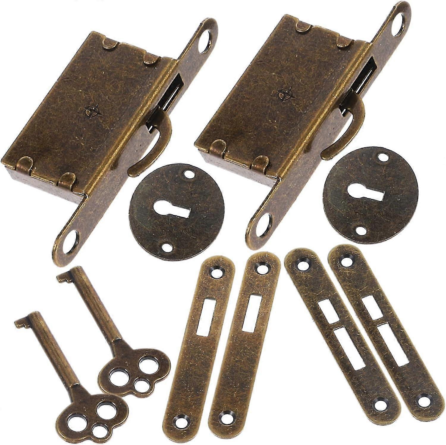 2 Sets Wooden Box Hardware Accessories Cabinet Locks With Key Old ...