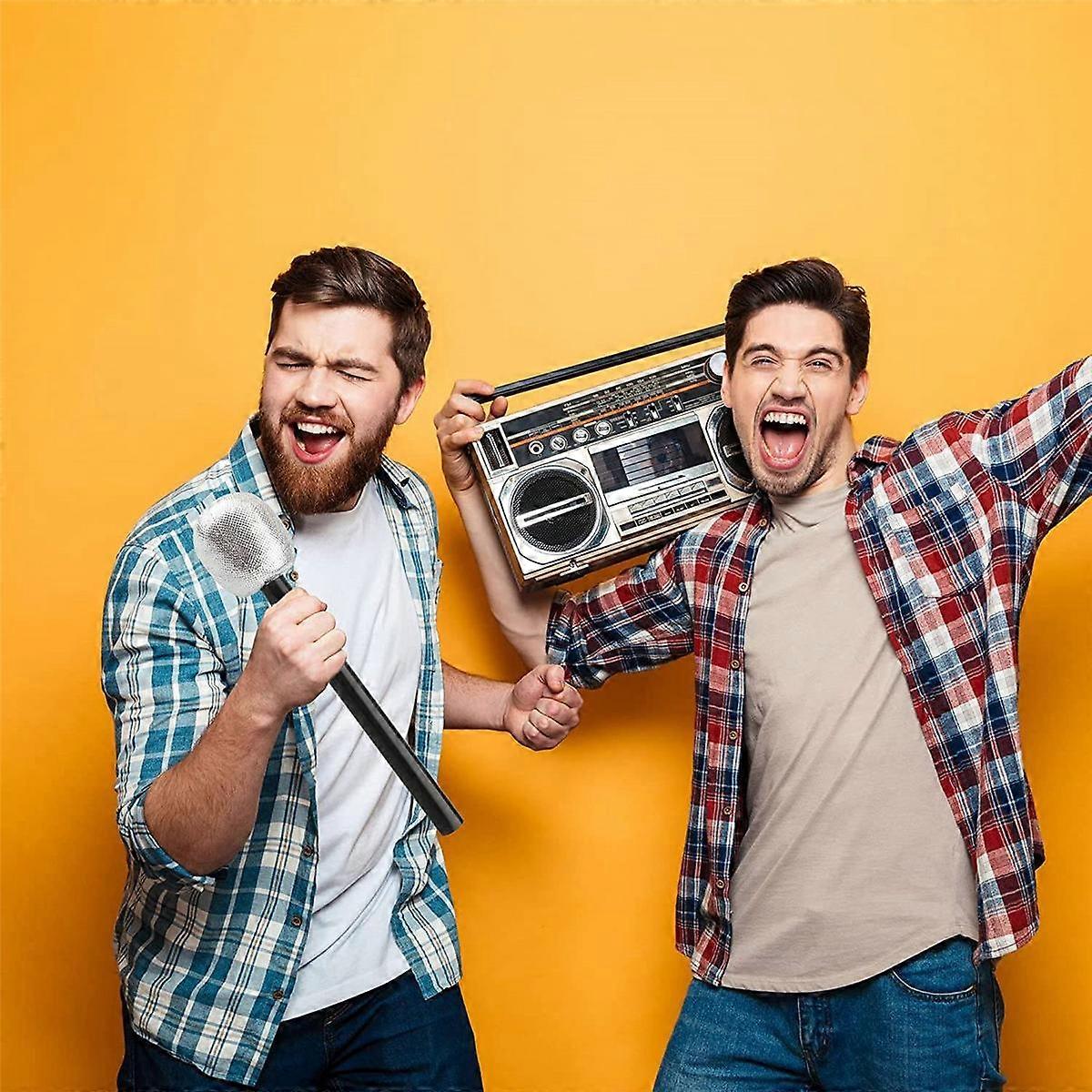 15 Pack Toy Microphone Stage Mic Silver Glitter Microphone for Cosplay ...