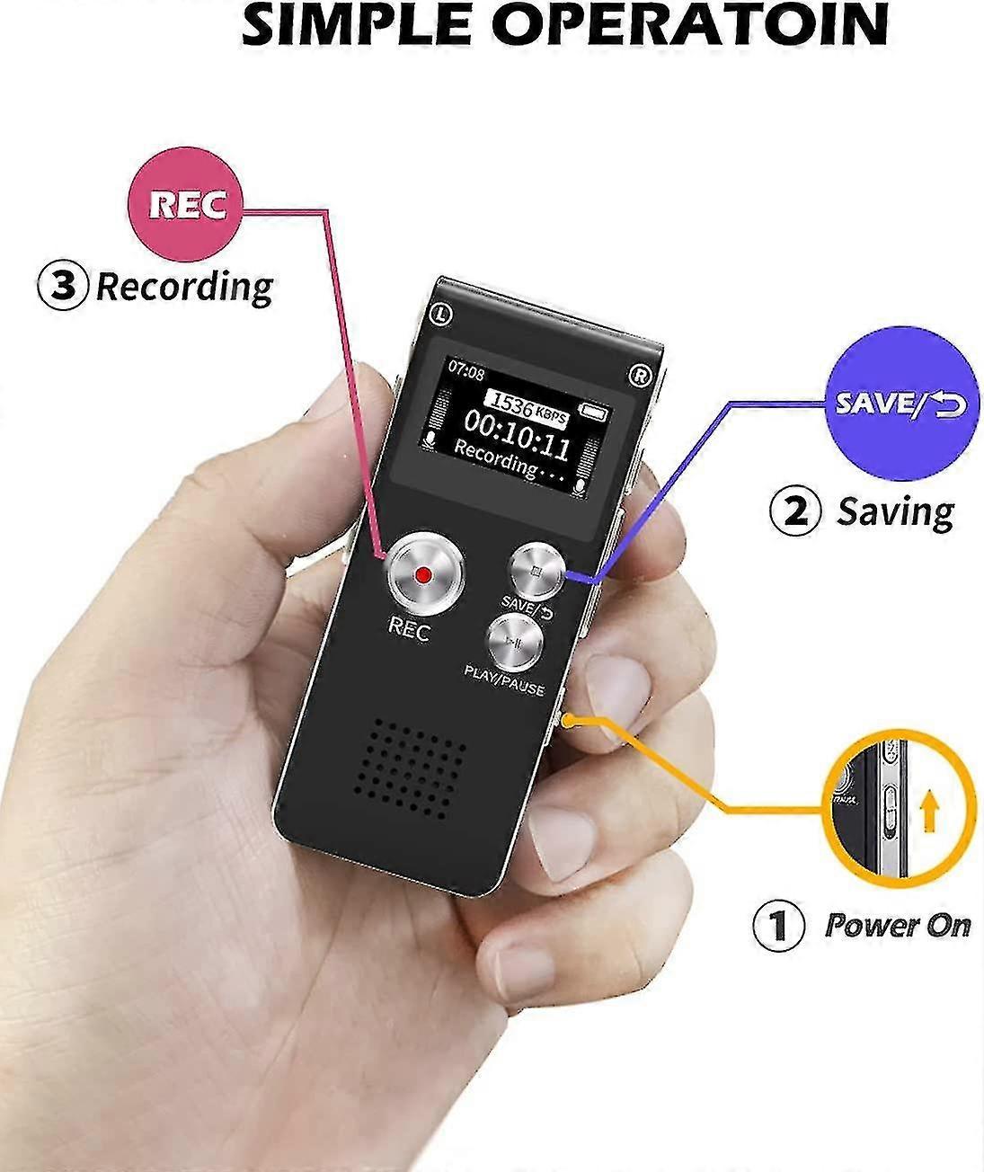 Digital Voice Recorder 16gb Voice Recorder With Playback For Lectures ...