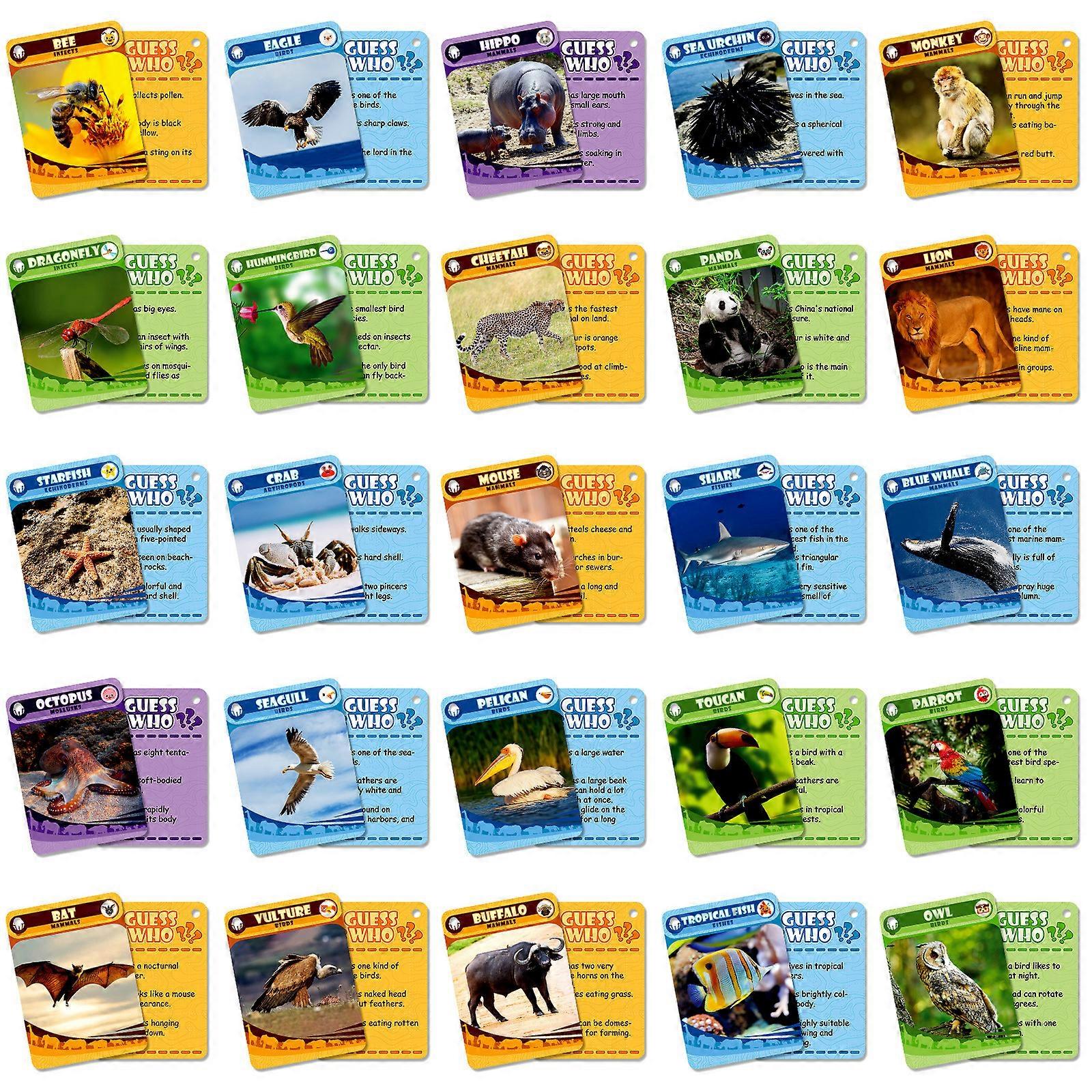 50PCS Animal Cognitive Cards for Kids,Realistic Animal Cognitive ...