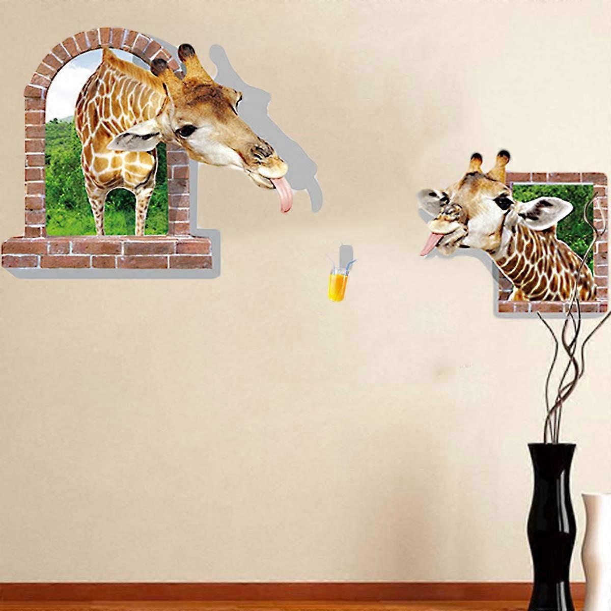 3D Giraffe Wall Stickers,Removable Funny Giraffe Animal Home Decoration ...