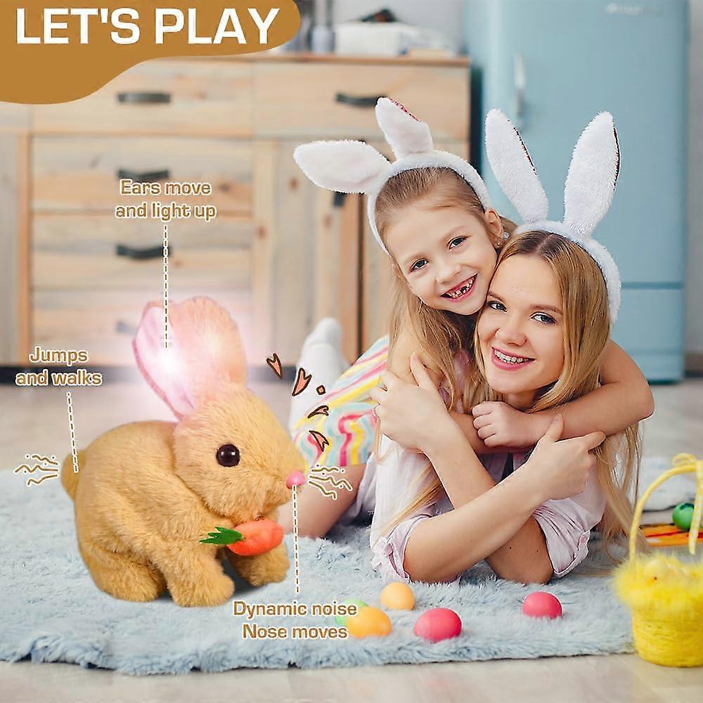 Electric Hopping Rabbit Plush Toy Interactive Walking Pet with Sounds ...