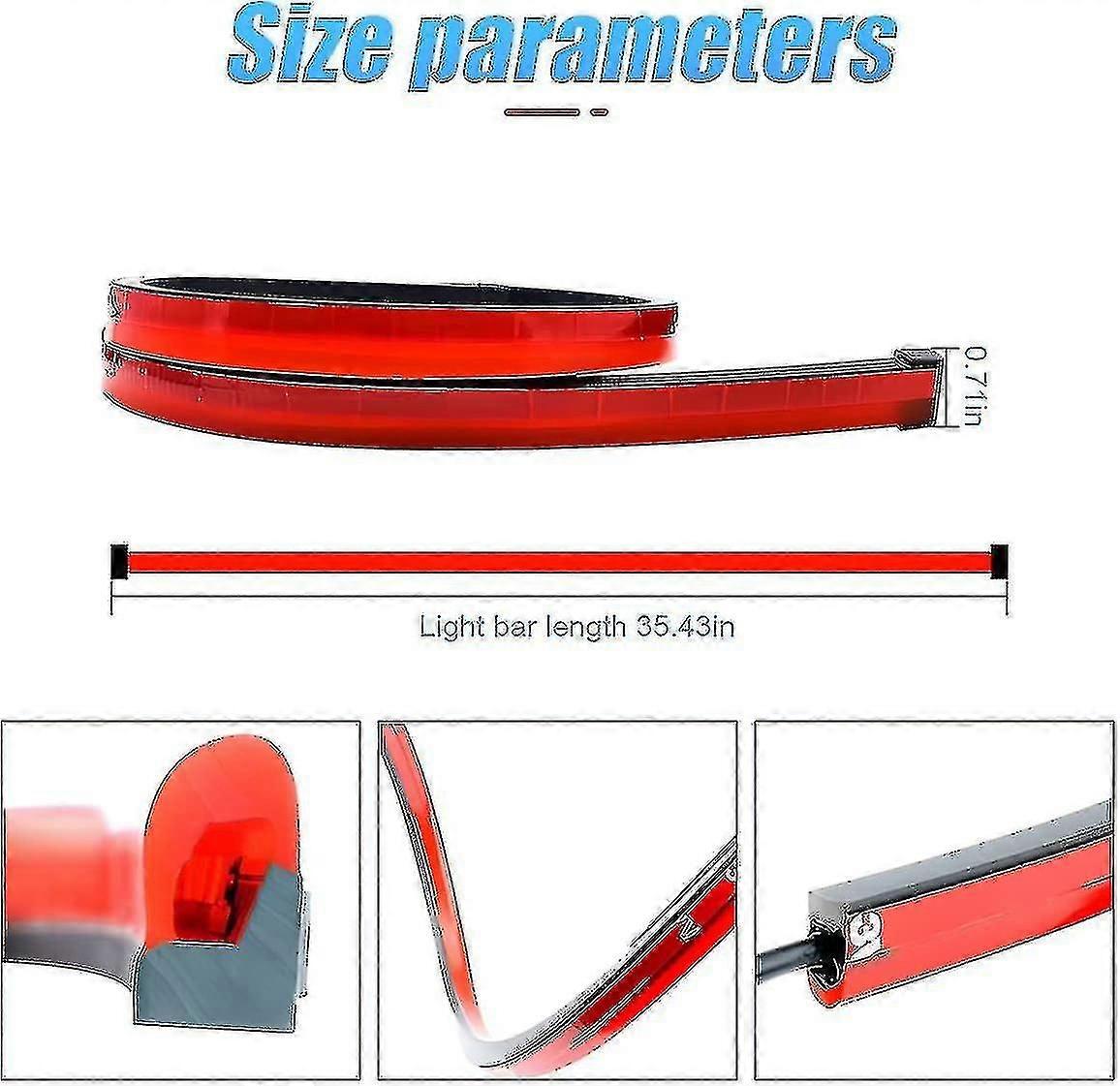 Car Led Brake Strip Light, 35inch Universal Red Third Strip, 144led ...