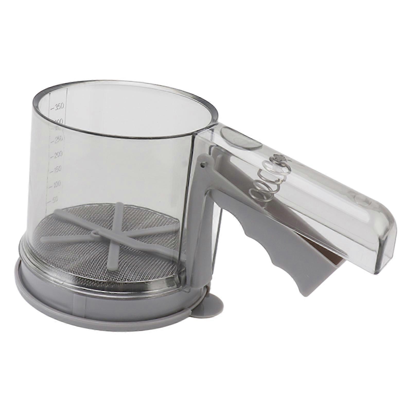 Flour Sifter Sieve Transparent Adjustable Fine Mesh One Hand Operation ...