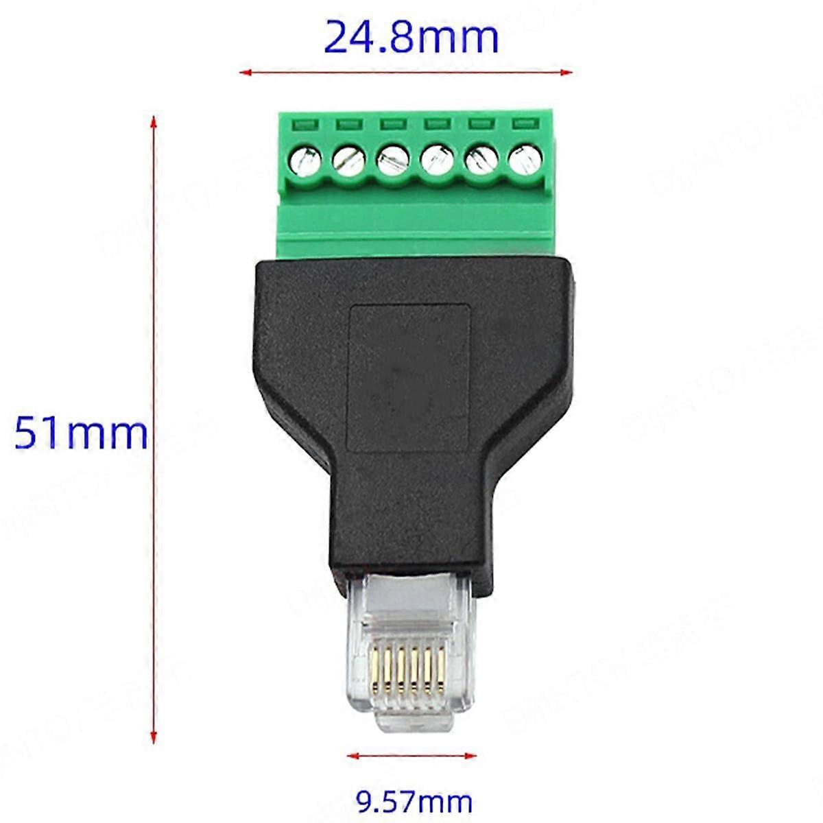 5 Pcs RJ12 Male to 6 Pins Screw Terminal Block Adapter for Cat3 Handset Cable Extension, RJ12 ...